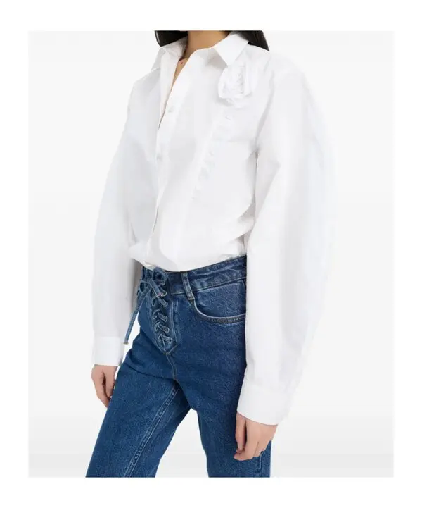ROTATE BY BIRGER CHRISTENSEN Oversized 3d Floral Shirt - Bright White