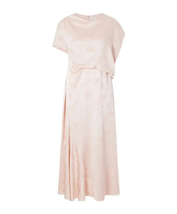 Erdem Jacquard Draped Midi Dress - Nude