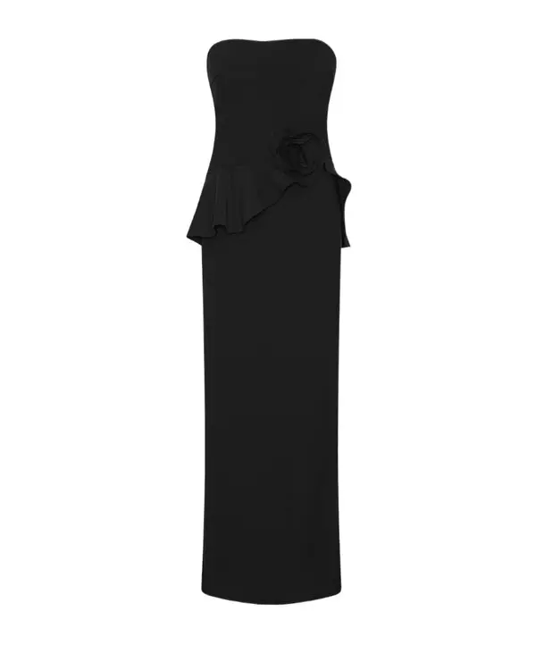 ROTATE BY BIRGER CHRISTENSEN Long Flower Strapless Dress