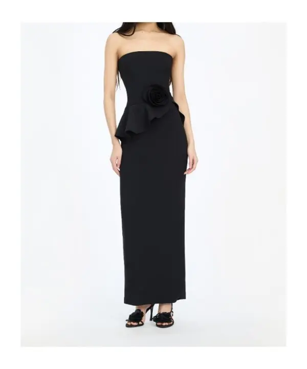 ROTATE BY BIRGER CHRISTENSEN Long Flower Strapless Dress