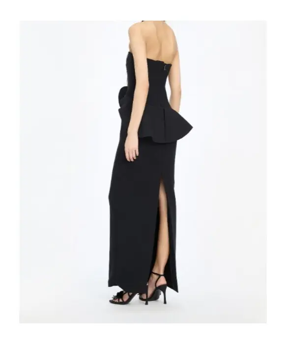 ROTATE BY BIRGER CHRISTENSEN Long Flower Strapless Dress