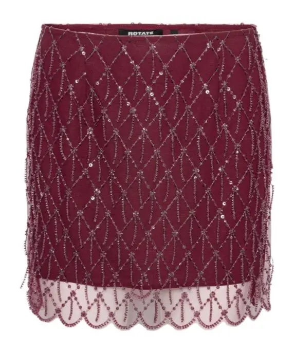 ROTATE BY BIRGER CHRISTENSEN Sequins Mini Skirt Dark Red - Deep Red