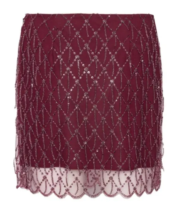 ROTATE BY BIRGER CHRISTENSEN Sequins Mini Skirt Dark Red