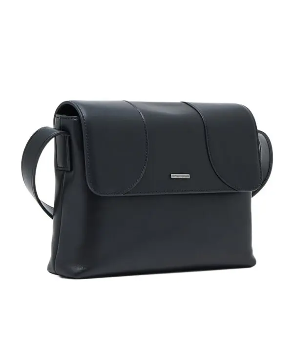 Emporio Armani Leather Shoulder Bag With Logo Plaque