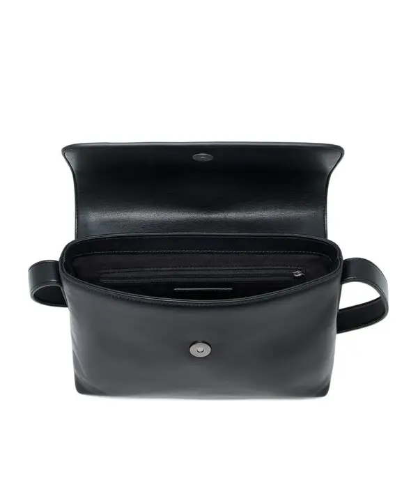 Emporio Armani Leather Shoulder Bag With Logo Plaque
