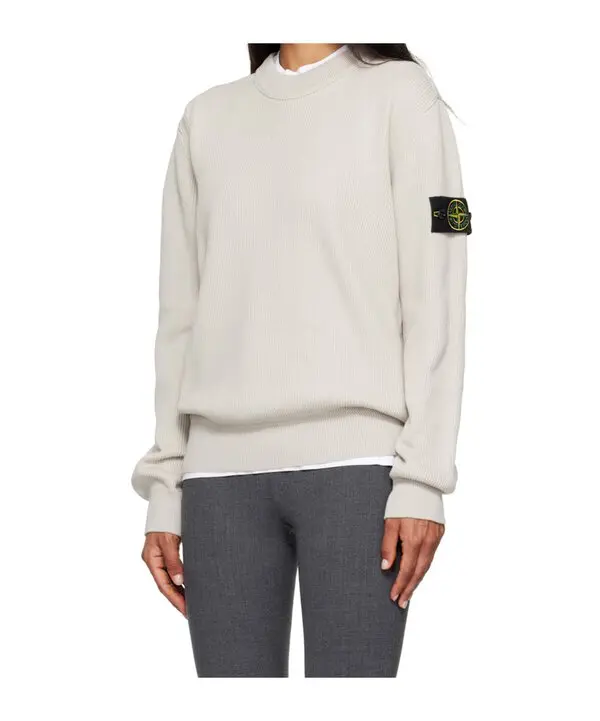 Stone Island Long Sleeve Logo Patch Sweatshirt - Sand