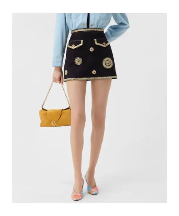 Versace Embellished Suede Mini Skirt