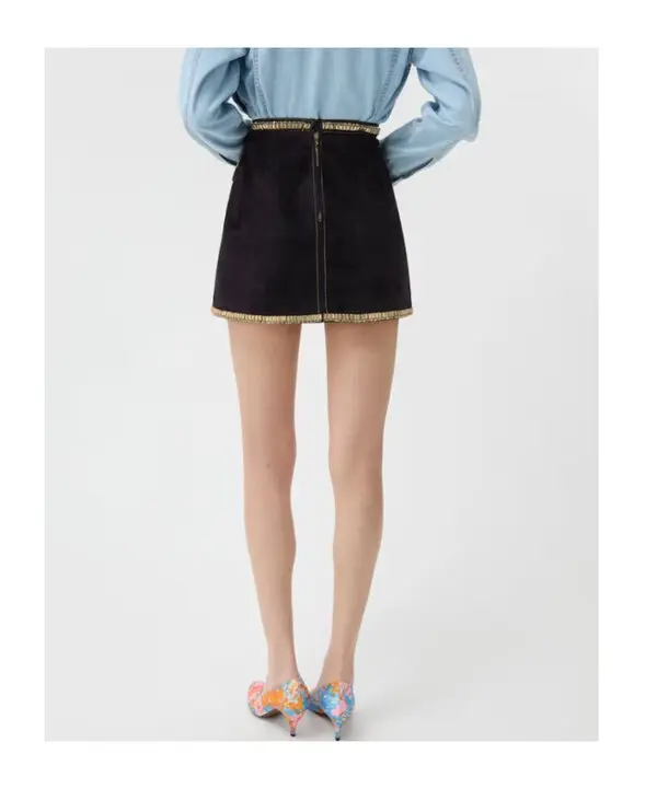 Versace Embellished Suede Mini Skirt