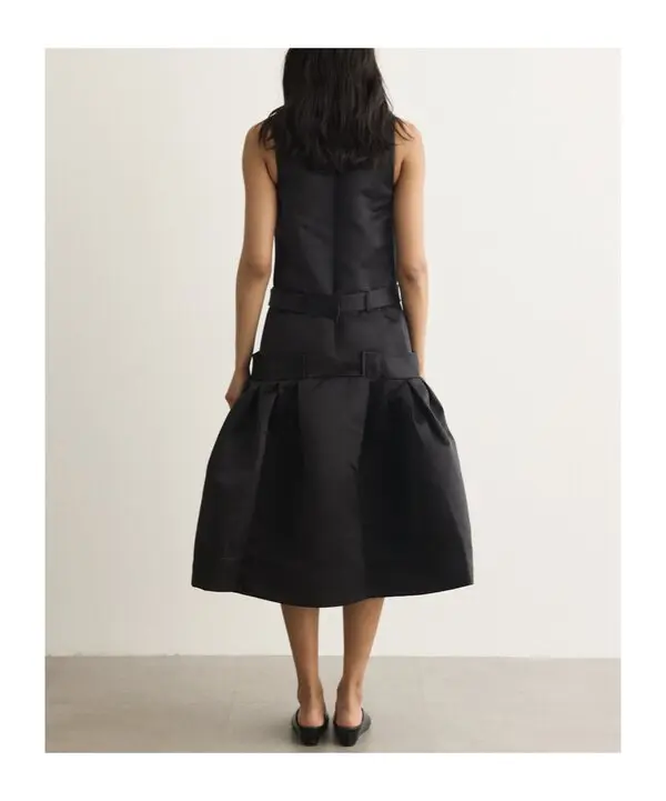 GANNI Belted Waist Pleated Midi Dress
