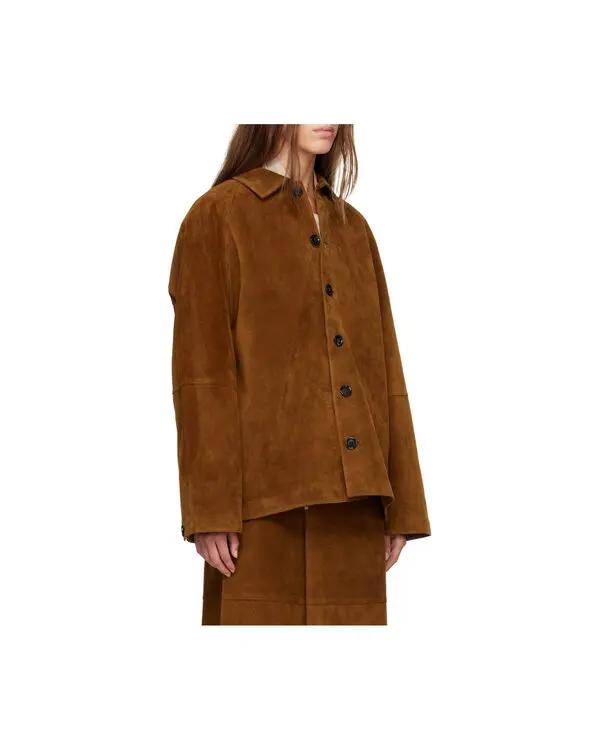 Studio Nicholson Leather Shirt Jacket With Classic Collar - Mustard-colored