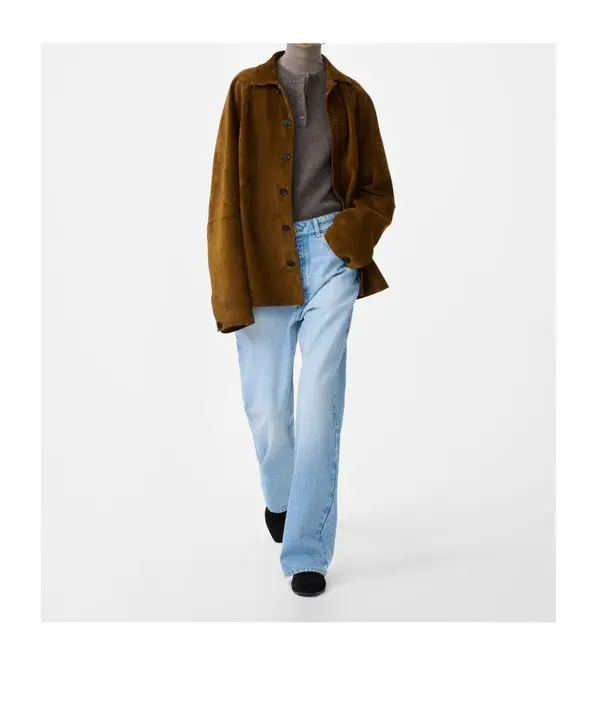 Studio Nicholson Leather Shirt Jacket With Classic Collar - Mustard-colored