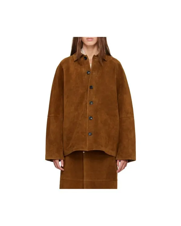 Studio Nicholson Leather Shirt Jacket With Classic Collar