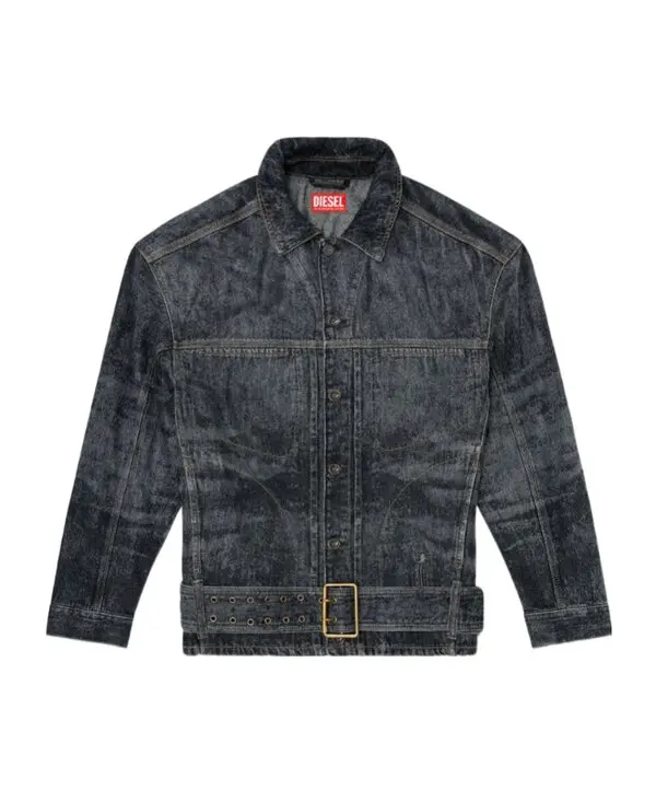 DIESEL® D-valero-s Denim Jacket With Belted Hem - Dark Gray