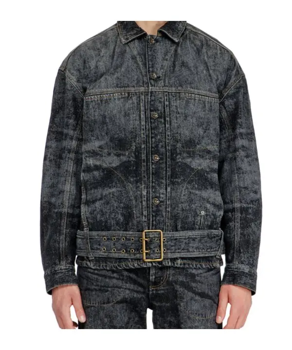 DIESEL® D-valero-s Denim Jacket With Belted Hem - Dark Gray