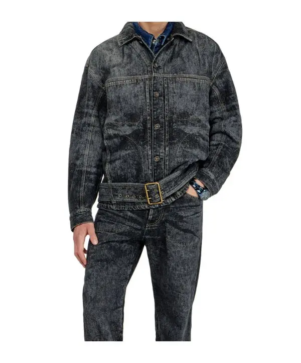 DIESEL® D-valero-s Denim Jacket With Belted Hem - Dark Gray