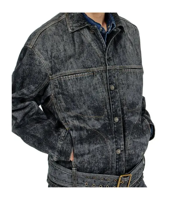 DIESEL® D-valero-s Denim Jacket With Belted Hem - Dark Gray