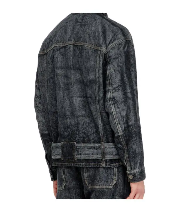 DIESEL® D-valero-s Denim Jacket With Belted Hem - Dark Gray
