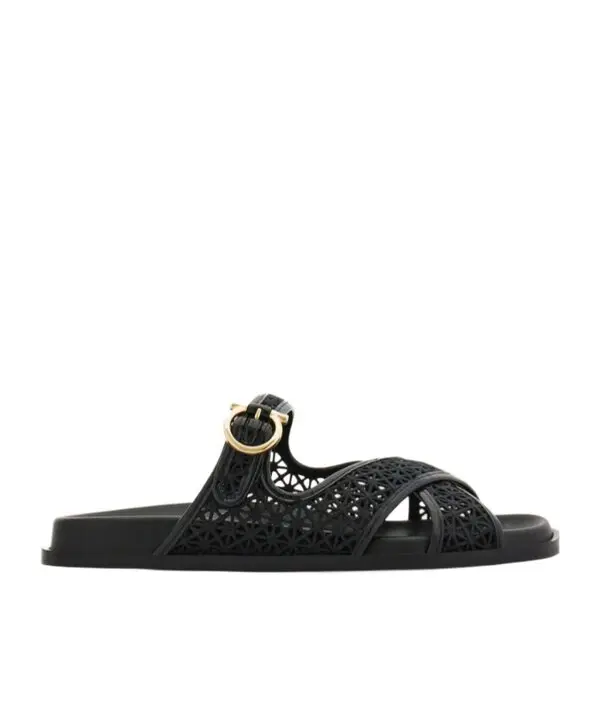 FERRAGAMO Gancini Buckle Crossover Slide