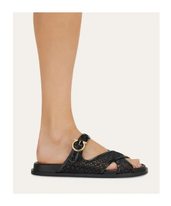 FERRAGAMO Gancini Buckle Crossover Slide