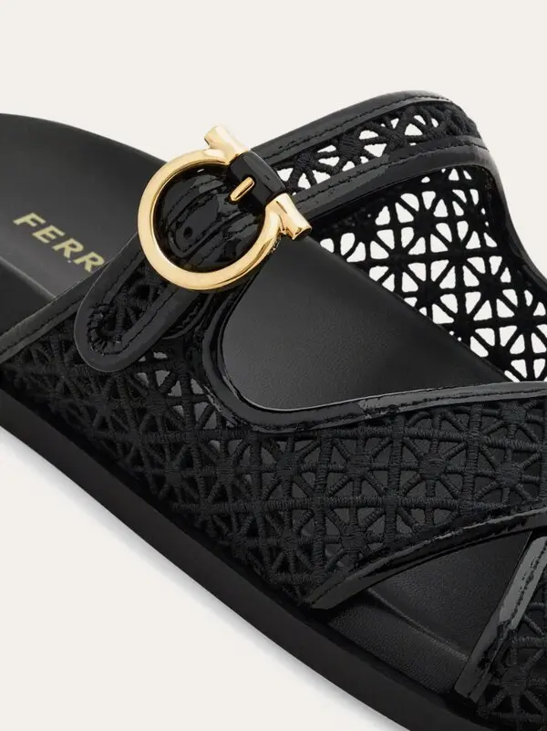 FERRAGAMO Gancini Buckle Crossover Slide