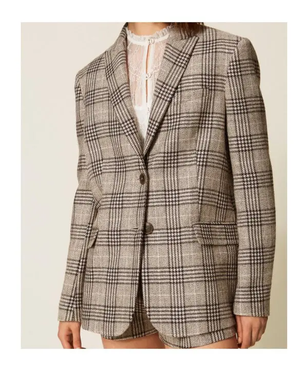 TWINSET Checked Sequin Blazer