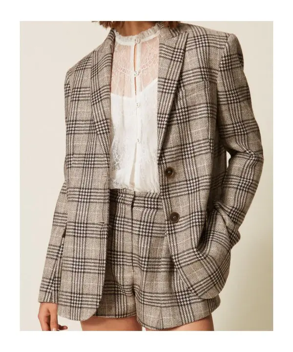 TWINSET Checked Sequin Blazer