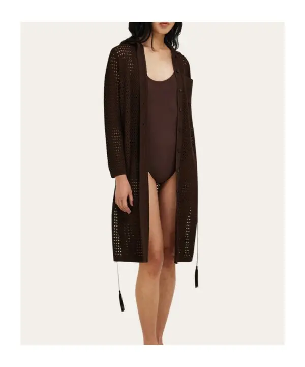 FERRAGAMO Knitted Shirt Dress With Ribbed Trims And Patch Pockets