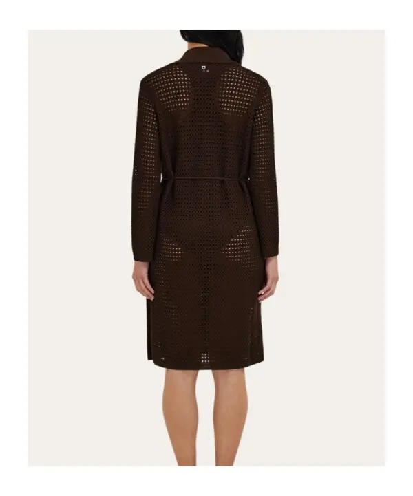 FERRAGAMO Knitted Shirt Dress With Ribbed Trims And Patch Pockets