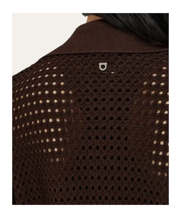FERRAGAMO Knitted Shirt Dress With Ribbed Trims And Patch Pockets