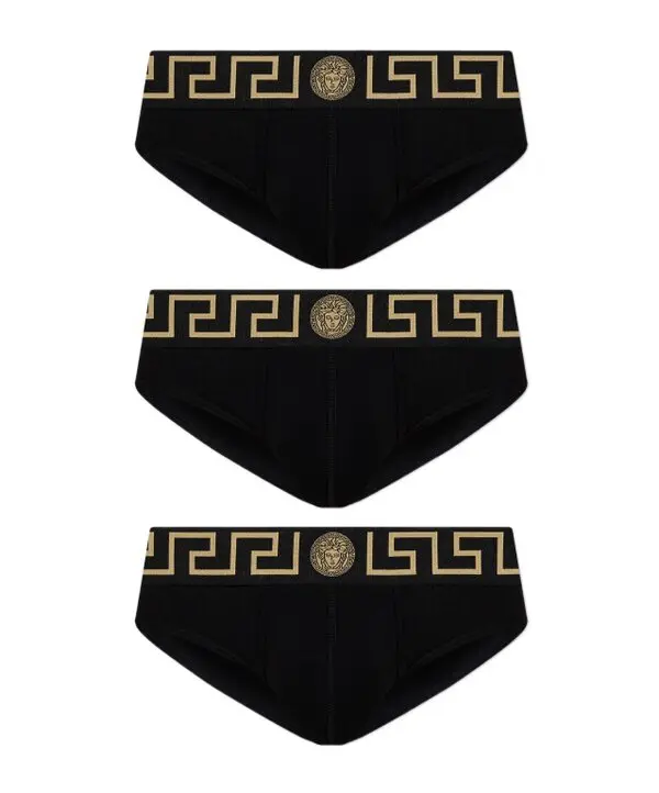 Versace Greca-border Three-pack Briefs - Black