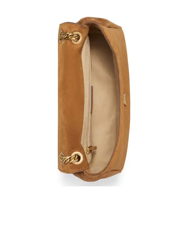Tory Burch Charlie Quilted Suede Shoulder Bag