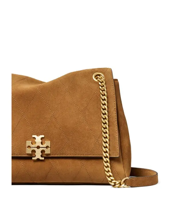 Tory Burch Charlie Quilted Suede Shoulder Bag