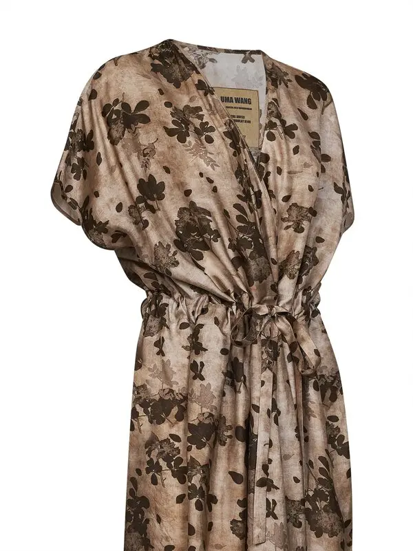 UMA WANG Printed V-neck Maxi Dress