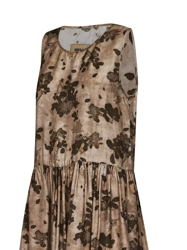 UMA WANG Sleeveless Maxi Dress With Graphic Print - Brown