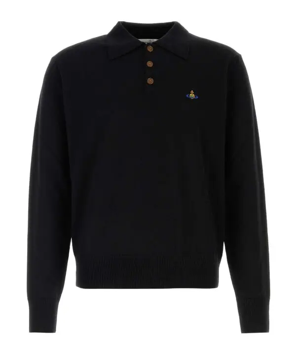 VIVIENNE WESTWOOD Mark Long-sleeve Polo Shirt - Black