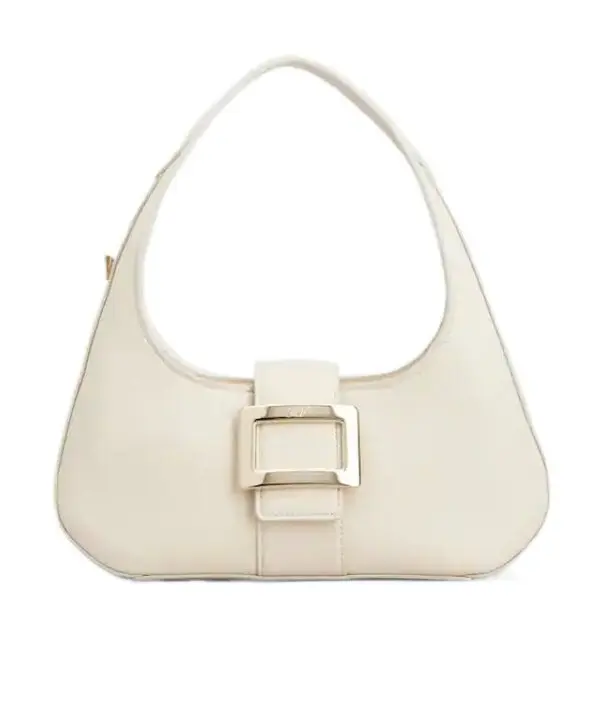 ROGER VIVIER Belle Vivier Hobo Bag In Leather - Off White