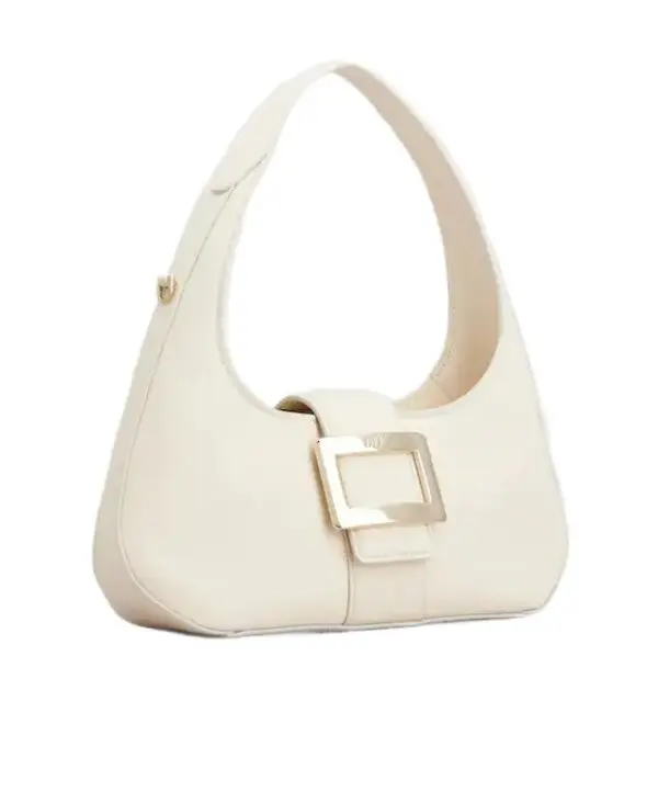 ROGER VIVIER Belle Vivier Hobo Bag In Leather - Off White