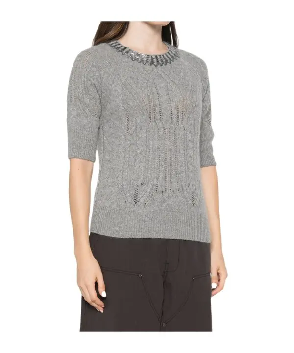 Ermanno Scervino Embellished Cable-knit Top