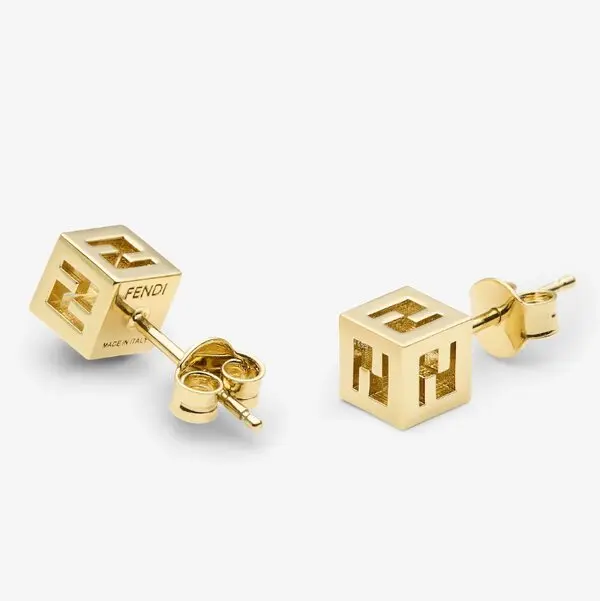 Fendi Ff Logo Cube Stud Earrings