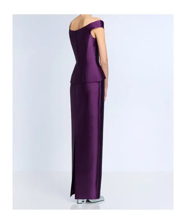 Solace Pieta Off-shoulder Peplum-waist Maxi Dress
