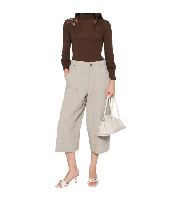 Ermanno Scervino Long-sleeved Lace-panelled High-neck Sweater - Brown