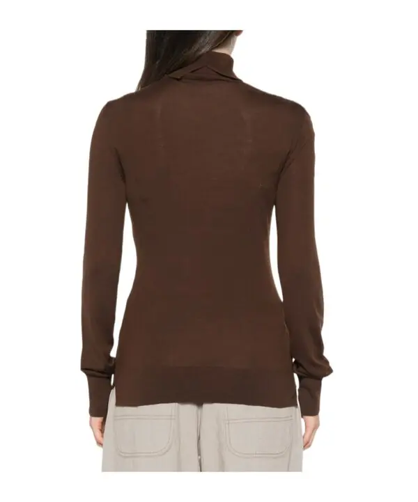 Ermanno Scervino Long-sleeved Lace-panelled High-neck Sweater - Brown
