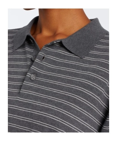 NILI LOTAN Striped Cotton Jersey Polo Shirt - Grey