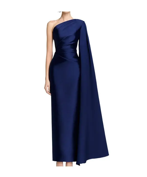 Solace One-shoulder Maxi Dress With Asymmetric Waist Pleats