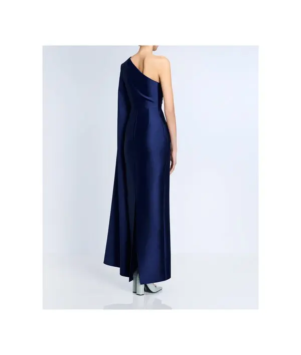 Solace One-shoulder Maxi Dress With Asymmetric Waist Pleats