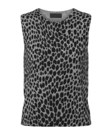 NILI LOTAN Nessa Leopard-print Cashmere Top - Grey