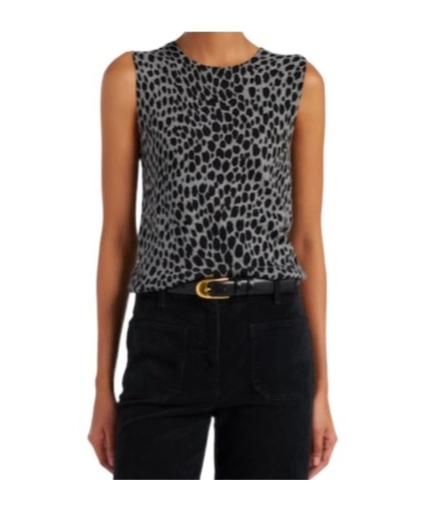 NILI LOTAN Nessa Leopard-print Cashmere Top - Grey