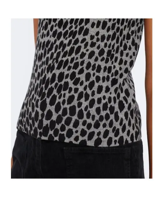 NILI LOTAN Nessa Leopard-print Cashmere Top - Grey
