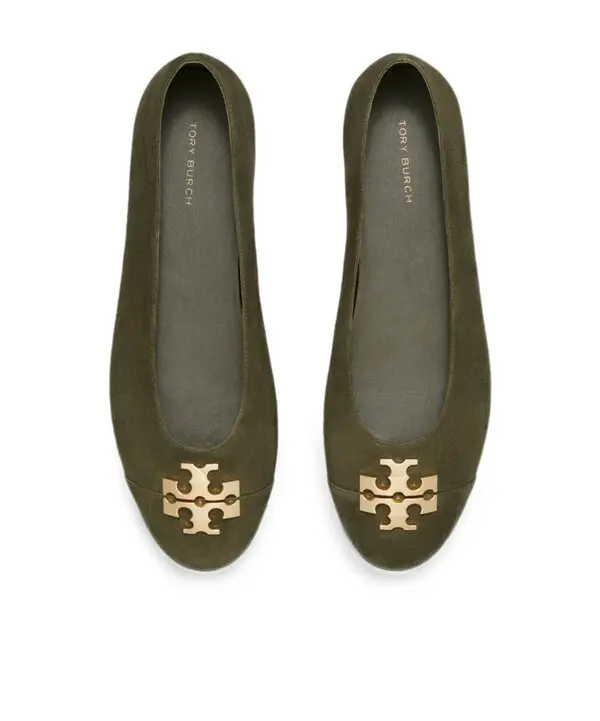 Tory Burch Charlie Logo-plaque Almond Toe Ballet Flats