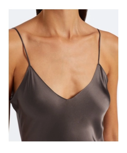 NILI LOTAN Silk Satin Cami Slip Dress - Grey